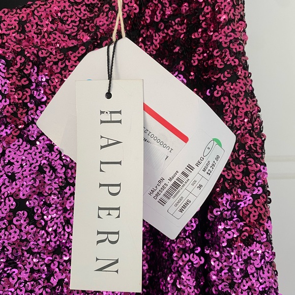 HALPERN | Dresses | Halpern Pink Dgrad Sequin Singleshoulder Fit And ...